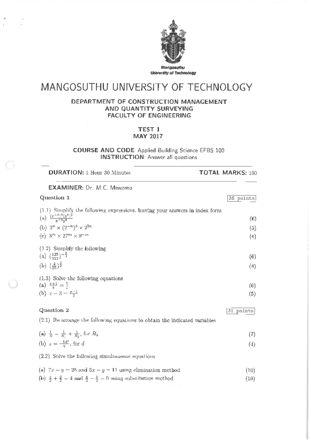 Memo for Test 1, 2 and 3 - Memo for Test 1, 2 and 3 - BASC001 - Studocu
