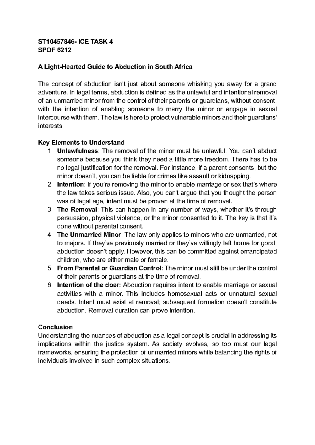 ICE TASK 4 - SPOF6212 related content semester two. - ST104 57846 - ICE ...