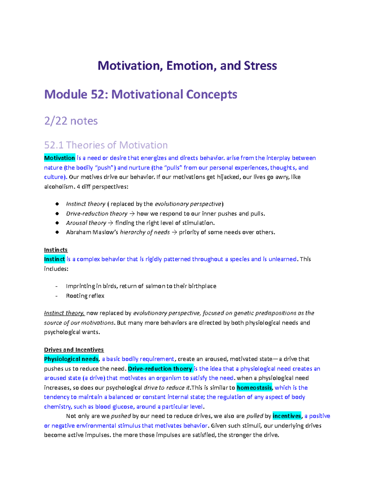 Sike - U7 - Part 1 - Motivation and Emotion - Motivation, Emotion, and ...