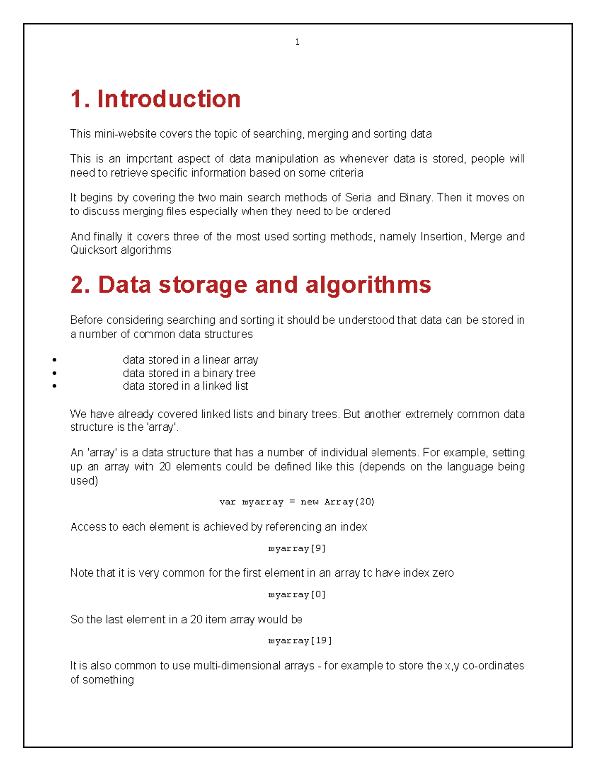 4.2 Algorithm - 1. Introduction This mini-website covers the topic of searching, merging and ...