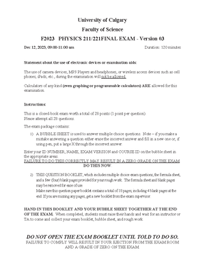 PHYS 211 221 Formula Sheet - F2021 - Physics 211/221 Formula Sheet ...