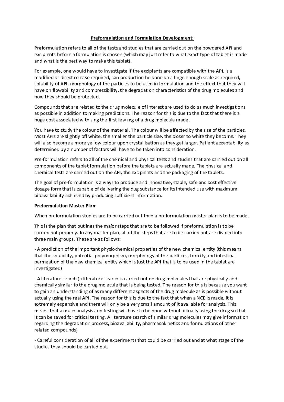 Preformulation and Formulation Development - Preformulation and ...