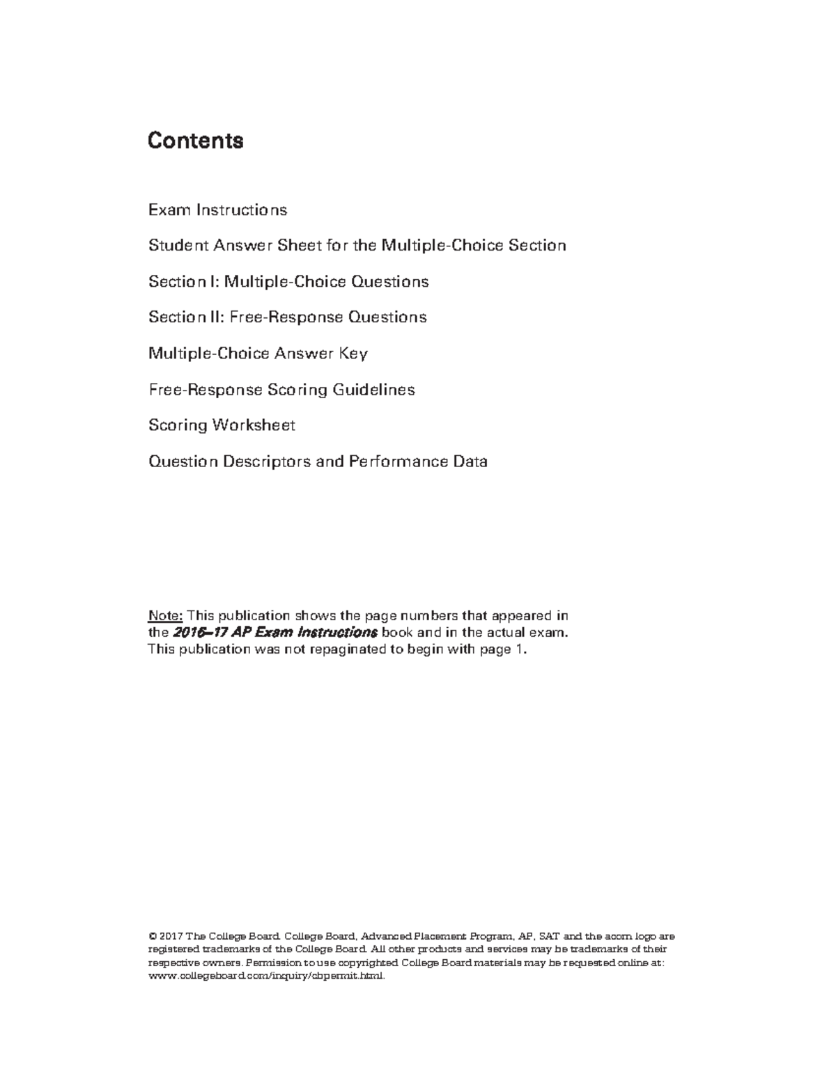 AP Chem 2017 (pdf - Full Practice Exam with answers Along with multiple ...