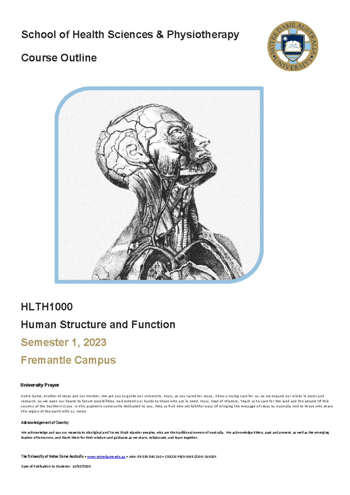 Course outline (HLTH1000) - School of Health Sciences & Physiotherapy Course Outline HLTH Human ...