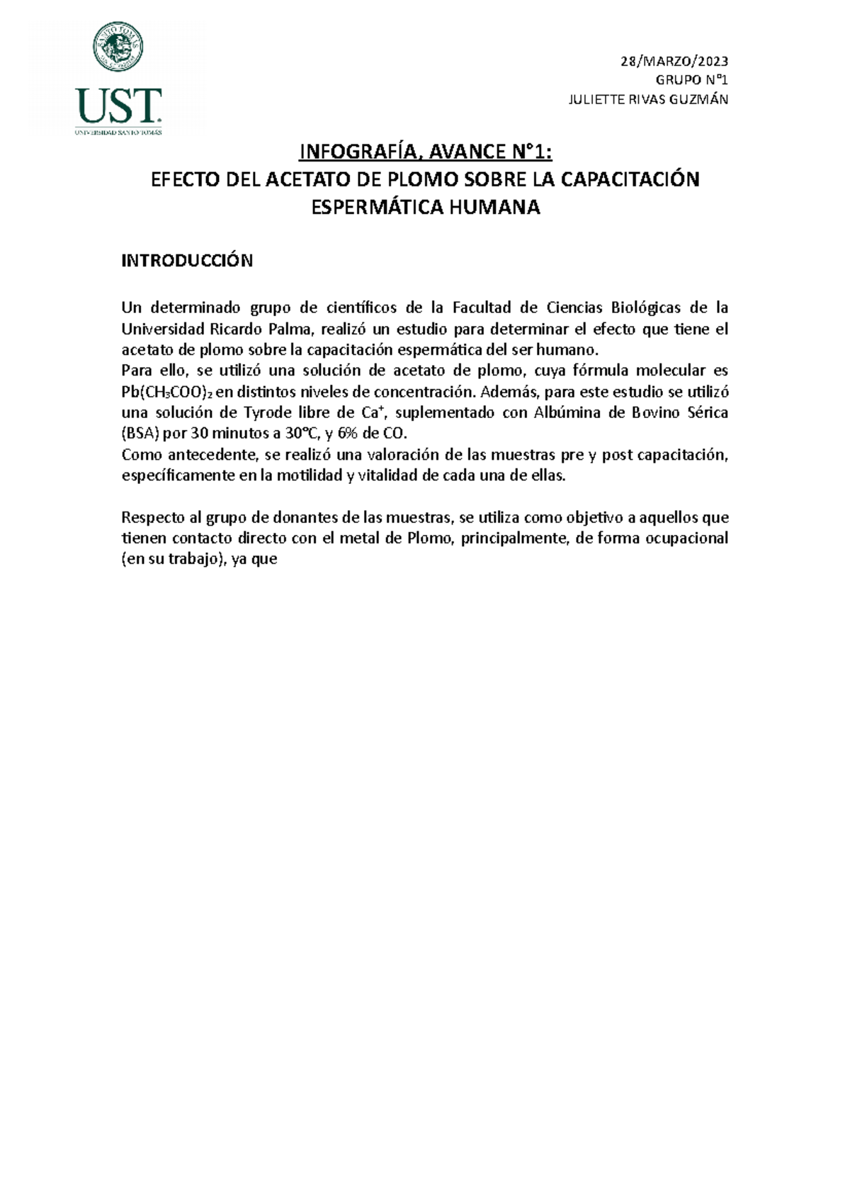 QUI-006 Avance Infografía - 28/MARZO/ GRUPO N° JULIETTE RIVAS GUZMÁN ...