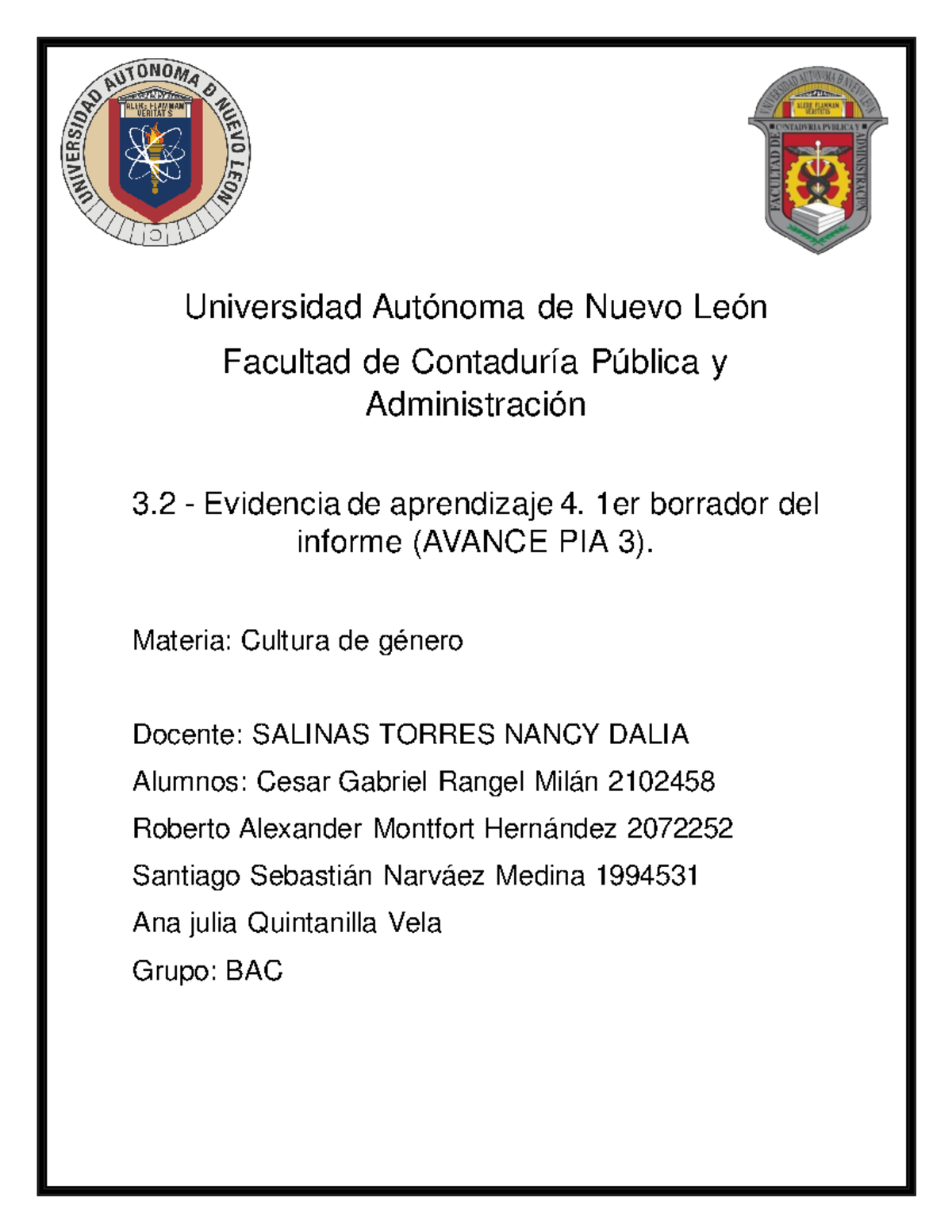 3.2 - Evidencia de aprendizaje 4. 1er borrador del informe ( Avance PIA 3) - Universidad ...