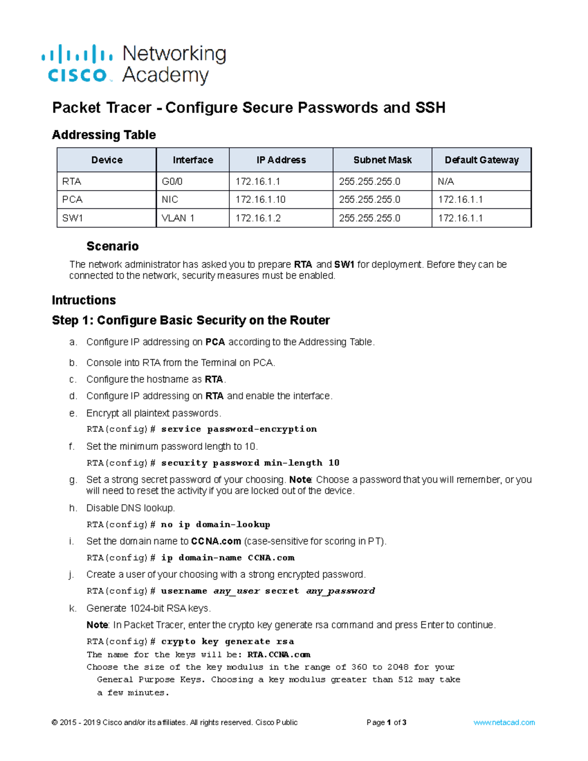 1646 Packet Tracer Configure Secure Passwords And Ssh Packet Tracer Configure Secure 9742