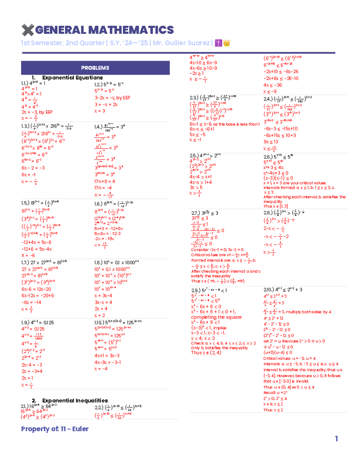 Q2 General Mathematics Probs - 1st Semester, 2nd Quarter | S. ‘24—’25 ...