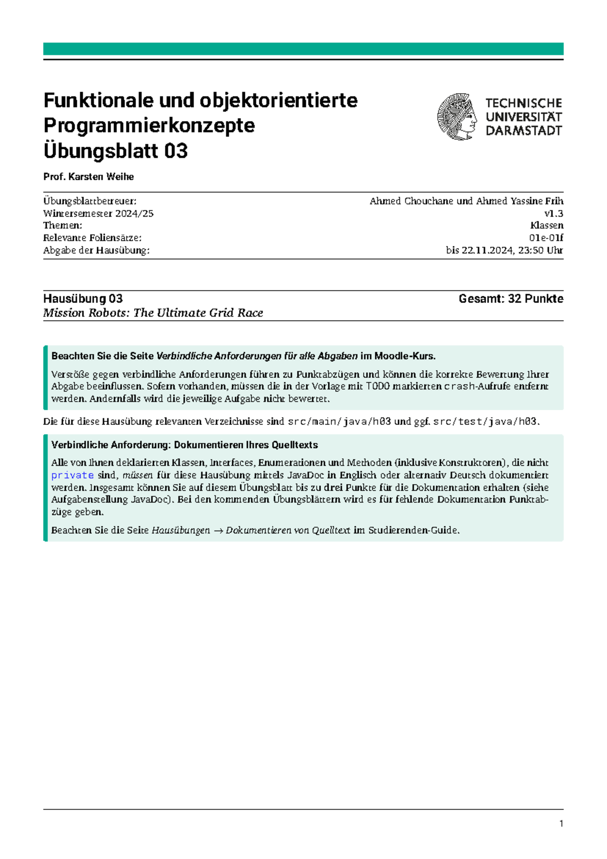 FOP-2425-H03 - Funktionale und objektorientierte Programmierkonzepte Übungsblatt 03 ...