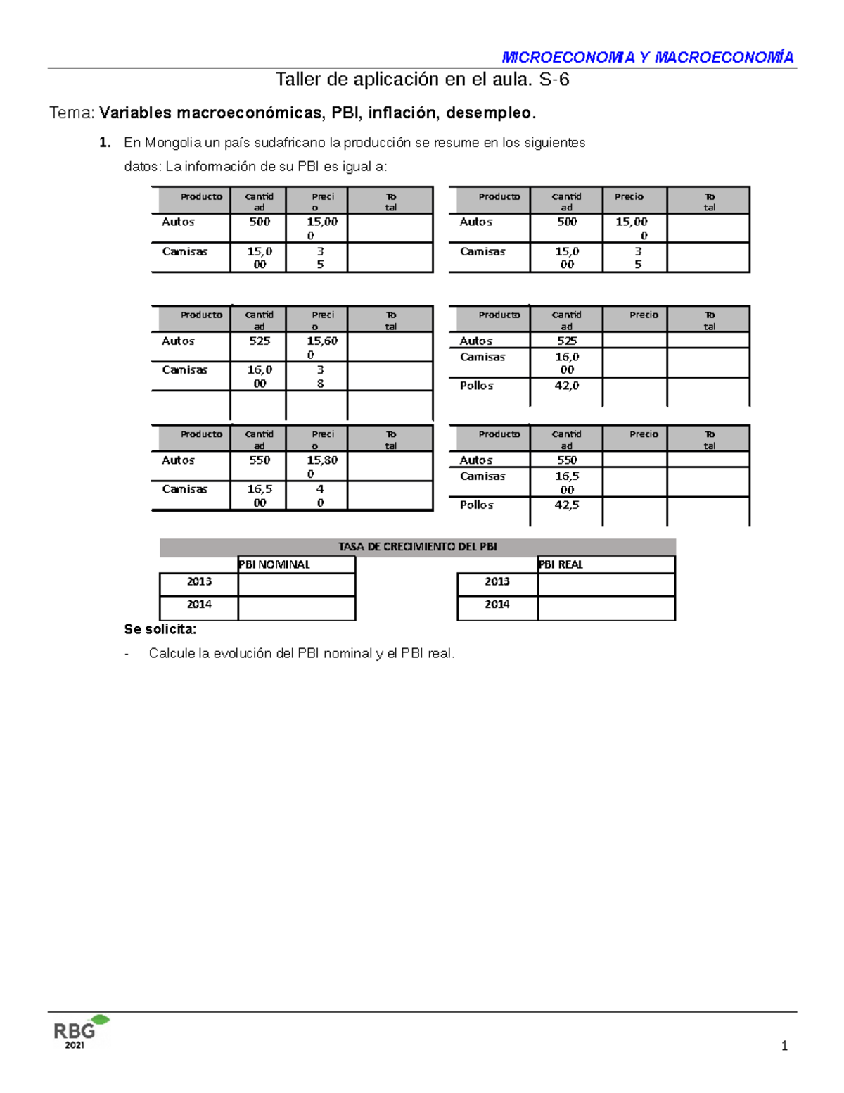 Taller de aplicación en el aula S-6 - 1-2 - TASA DE CRECIMIENTO DEL PBI ...