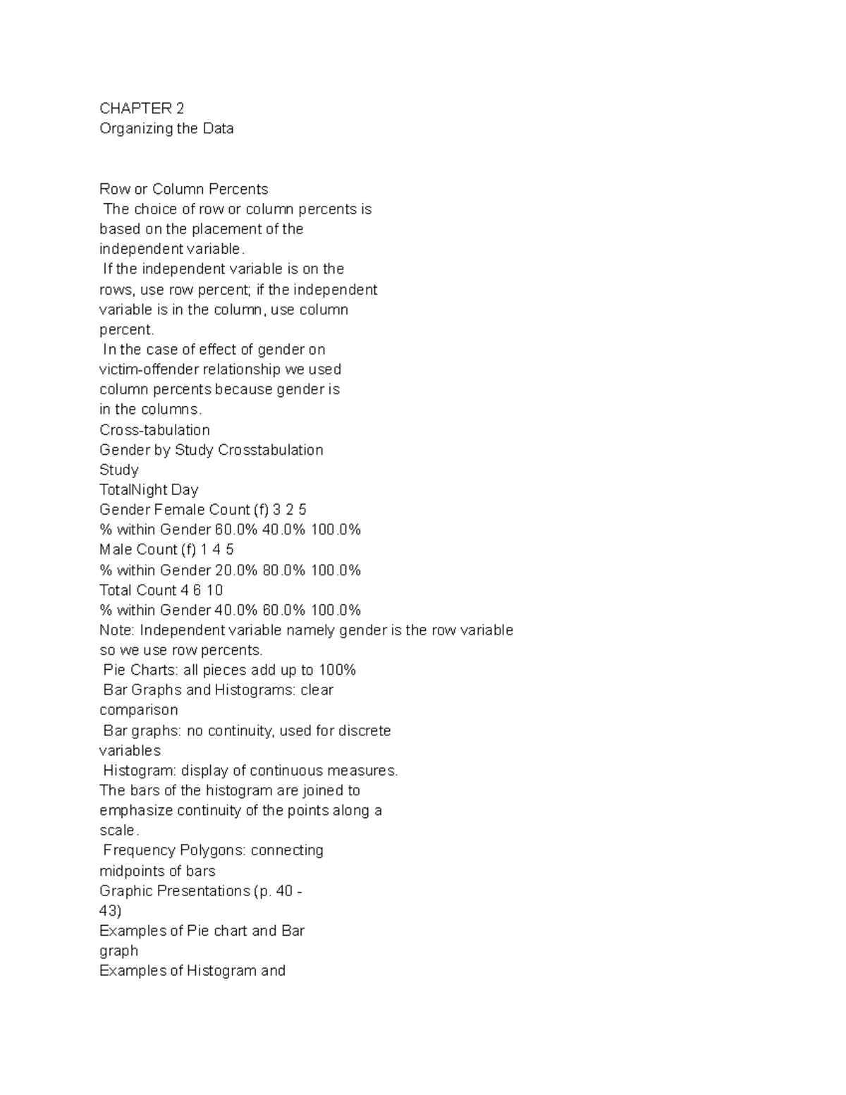 Chapter 2 Organizing the Data - CHAPTER 2 Organizing the Data Row or ...