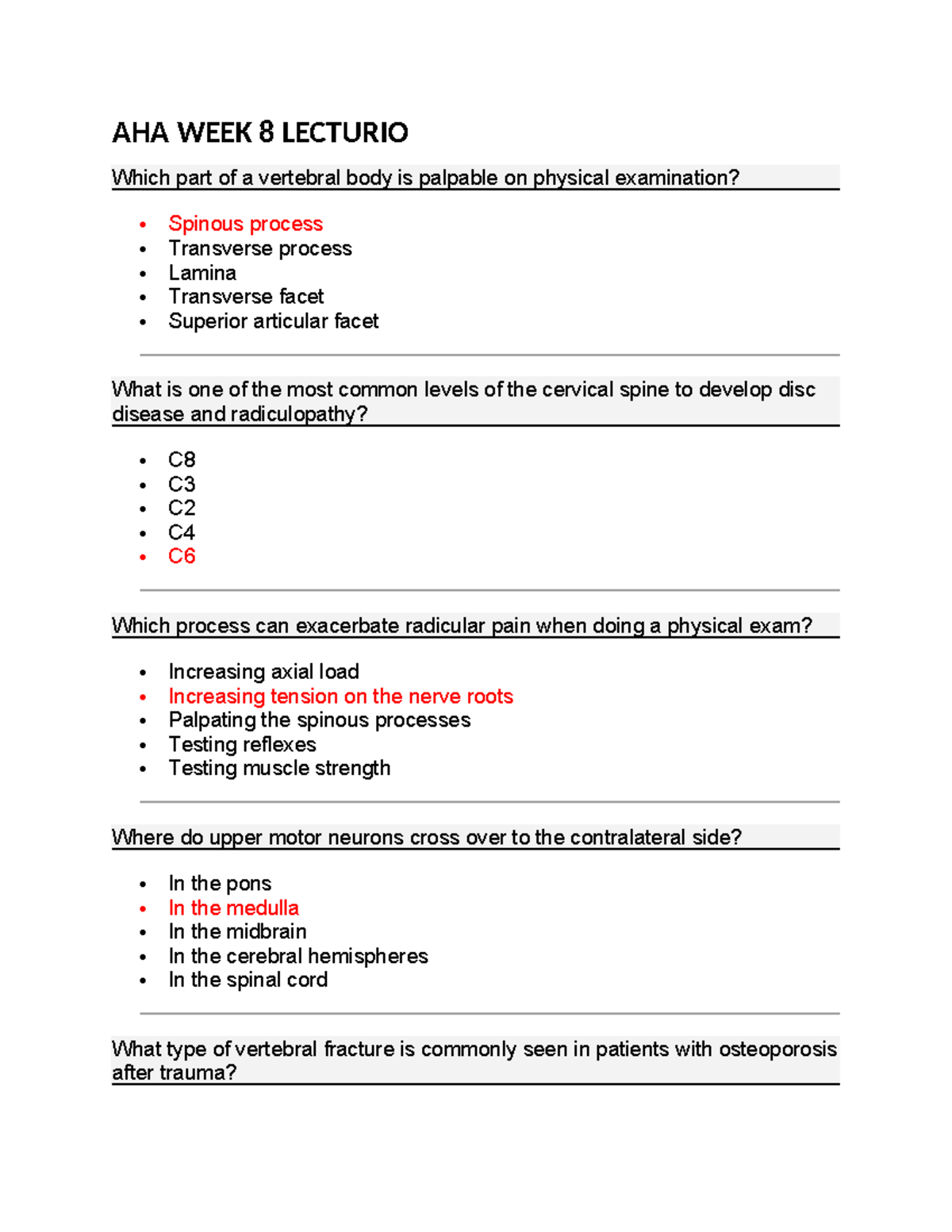 AHA WEEK 8 Lecturio - KNOWLEDGE CHECK WEEK 8 - AHA WEEK 8 LECTURIO ...