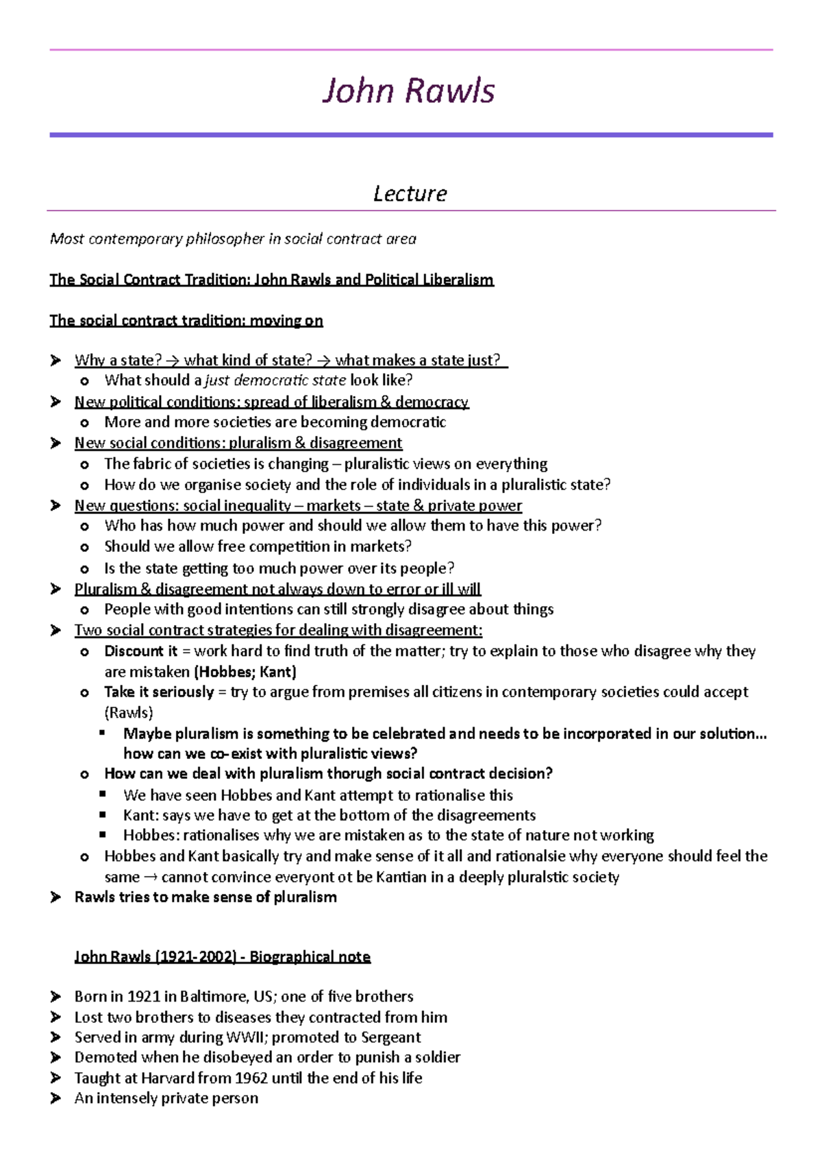 3. Social Contract Theories - John Rawls and Political Liberalism ...