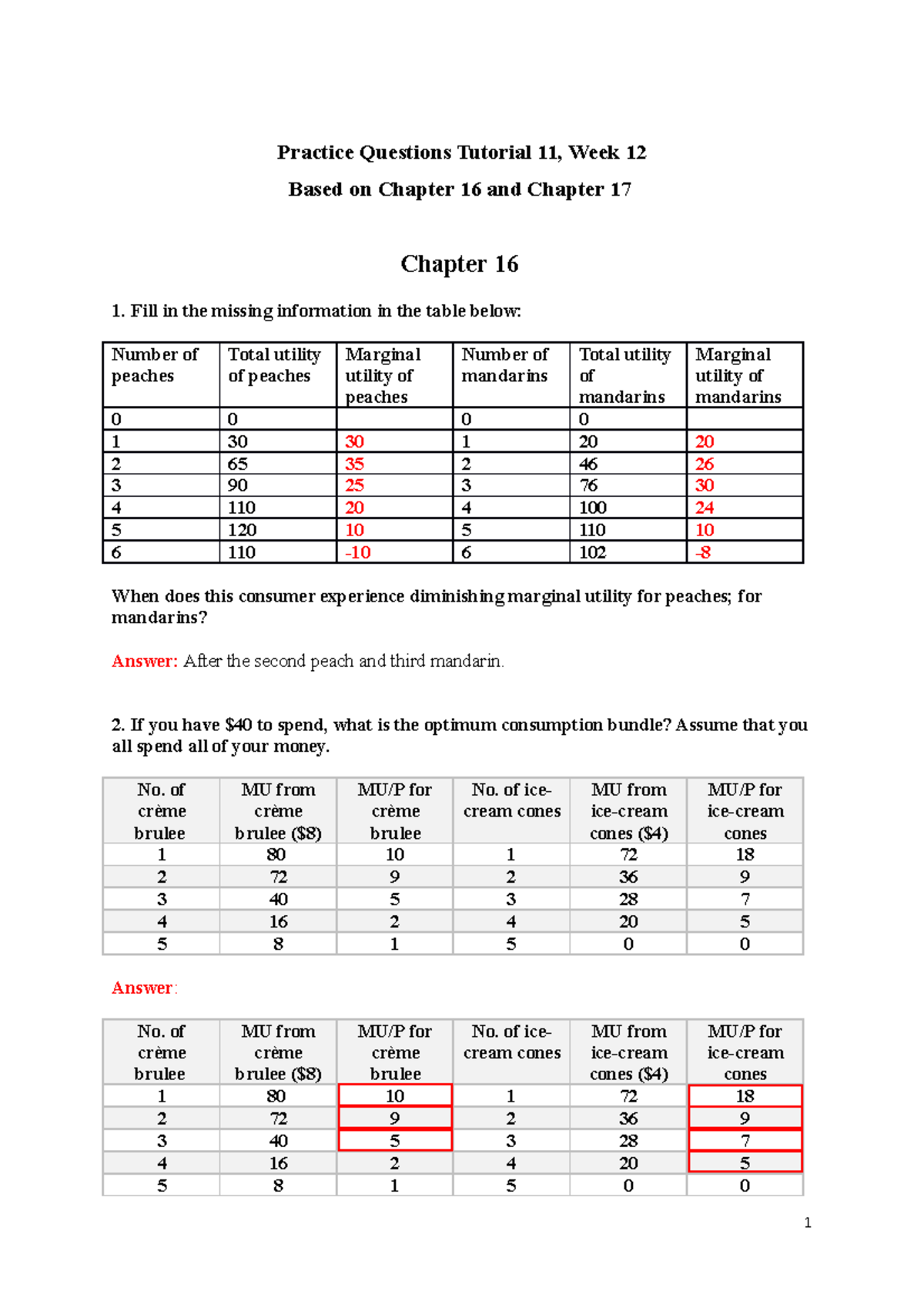 Practice Questions Chapters 16 and 17 SOLUTIONS - Practice Questions ...