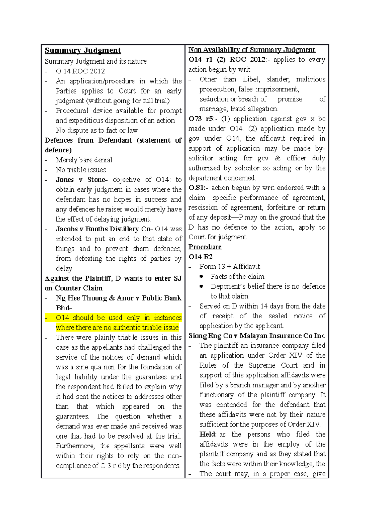 Topic 7 Summary Judgment - Summary Judgment Summary Judgment and its ...