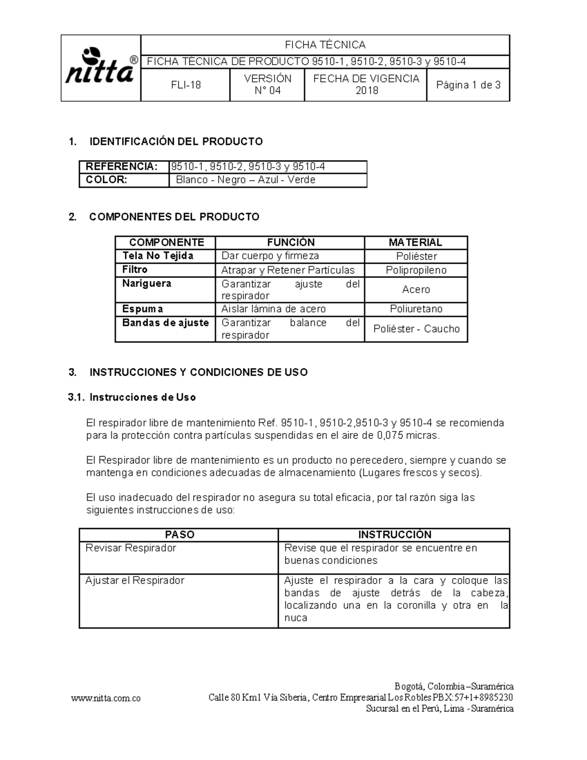 Ficha Tecnica 9510 2019 - Bogotá, Colombia – Suramérica Calle 80 Km1 ...