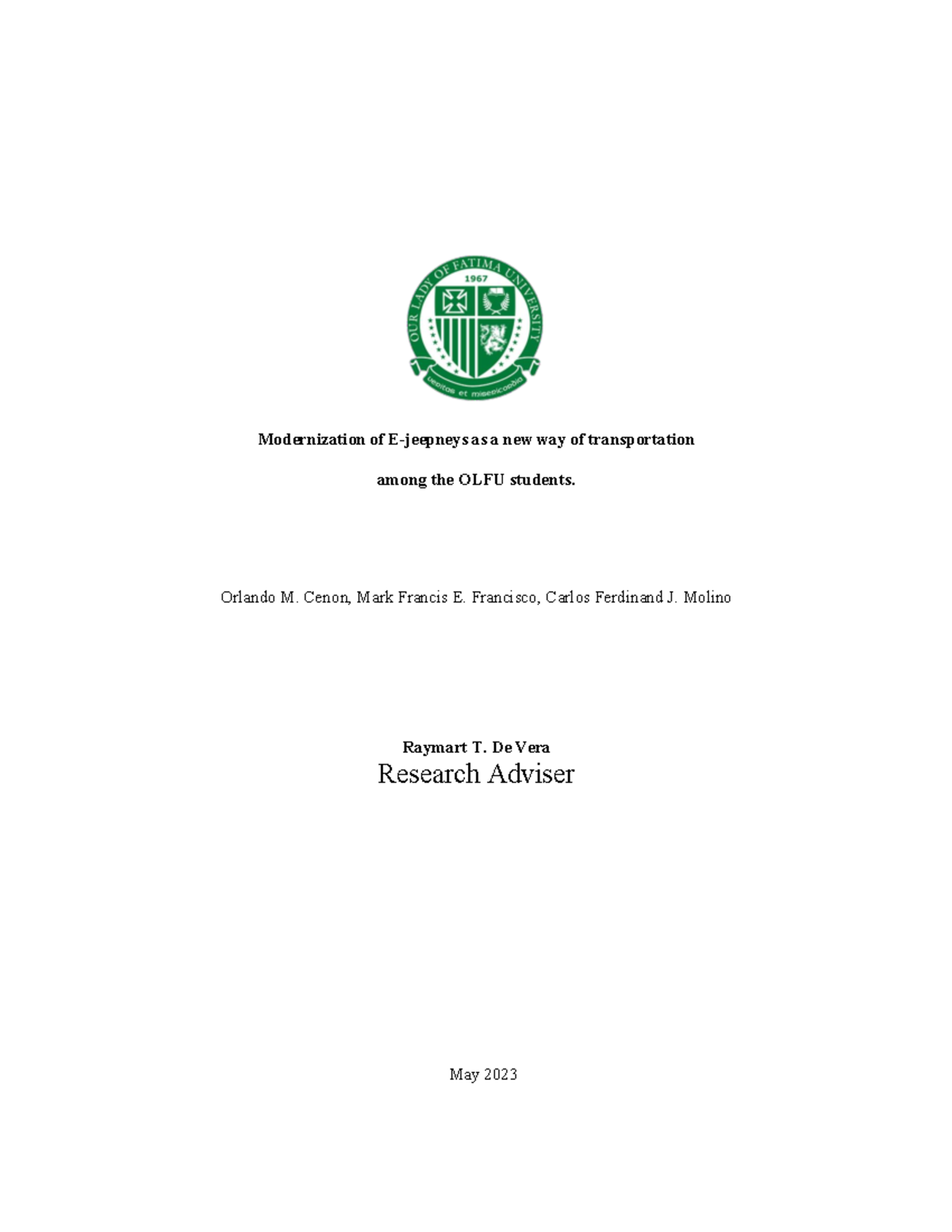 Modernization of E-jeepneys as a new way of transportation among the ...