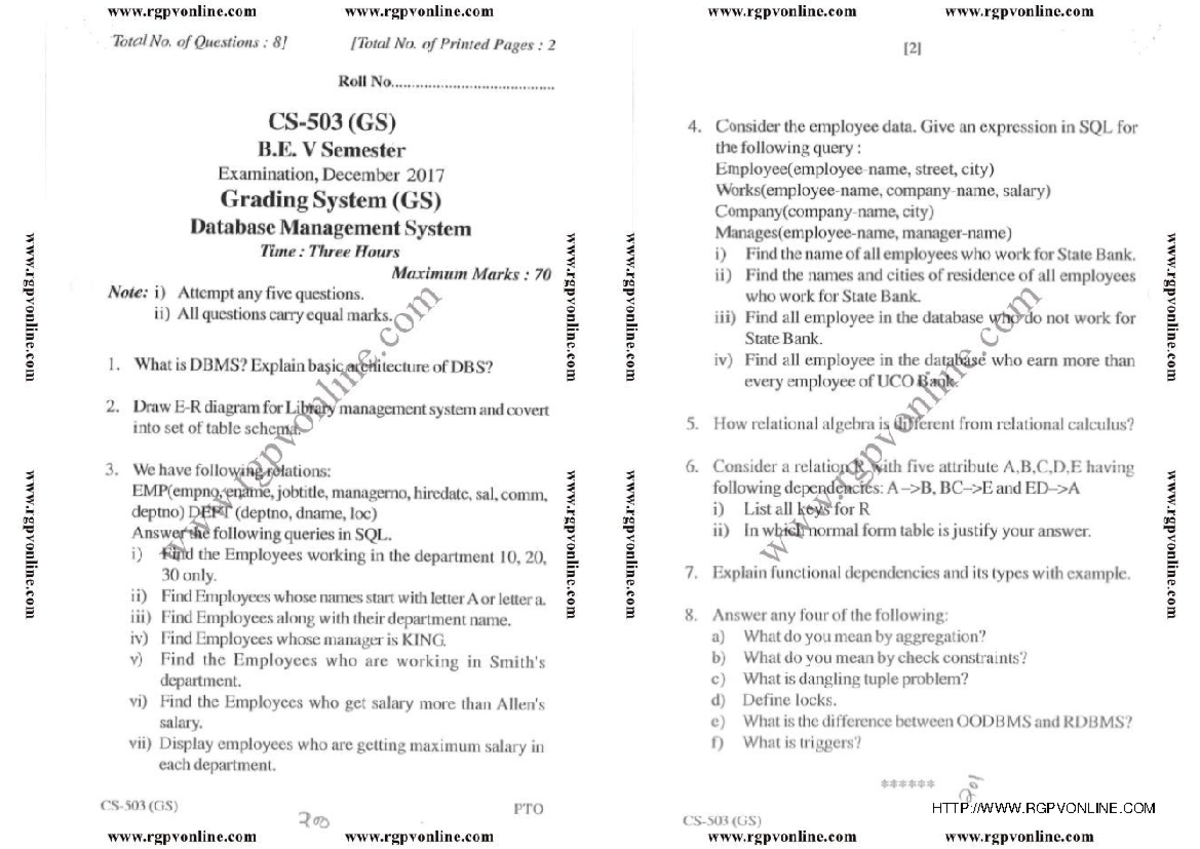 Cs 503 database management system dec 2017 - Cyber Security - HTTP:WWW ...