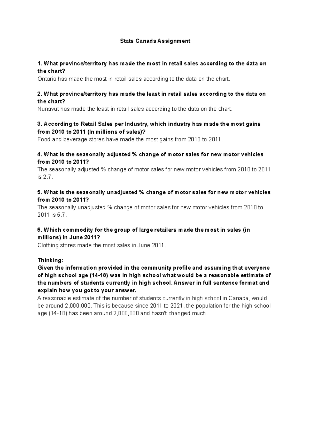 Stats Canada Assignment - Stats Canada Assignment What province ...