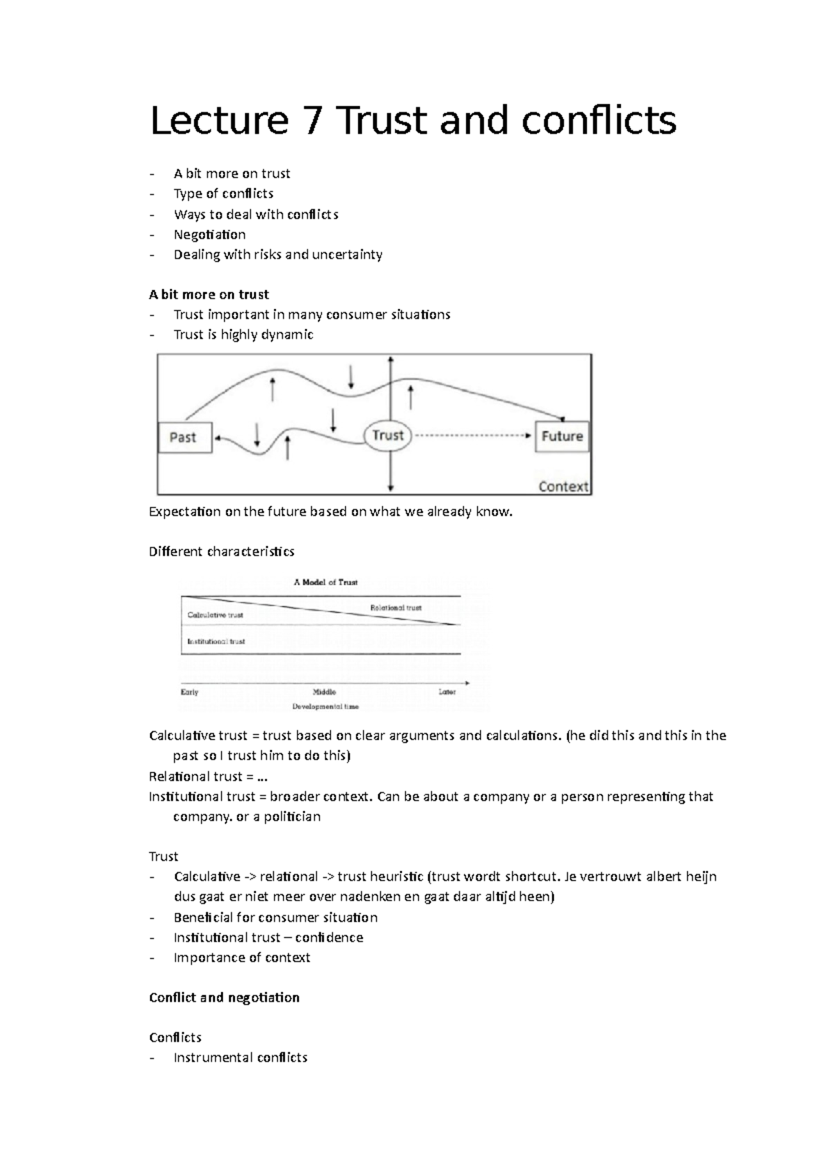 Lecture 7 Trust and conflicts aantekeningen - Lecture 7 Trust and ...