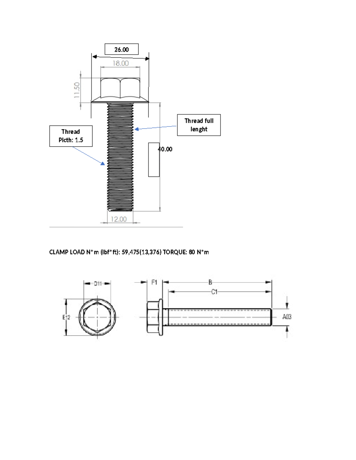 SPEC Tornillo M12 - Procesos De Manufactura - CLAMP LOAD Nm (lbfft ...