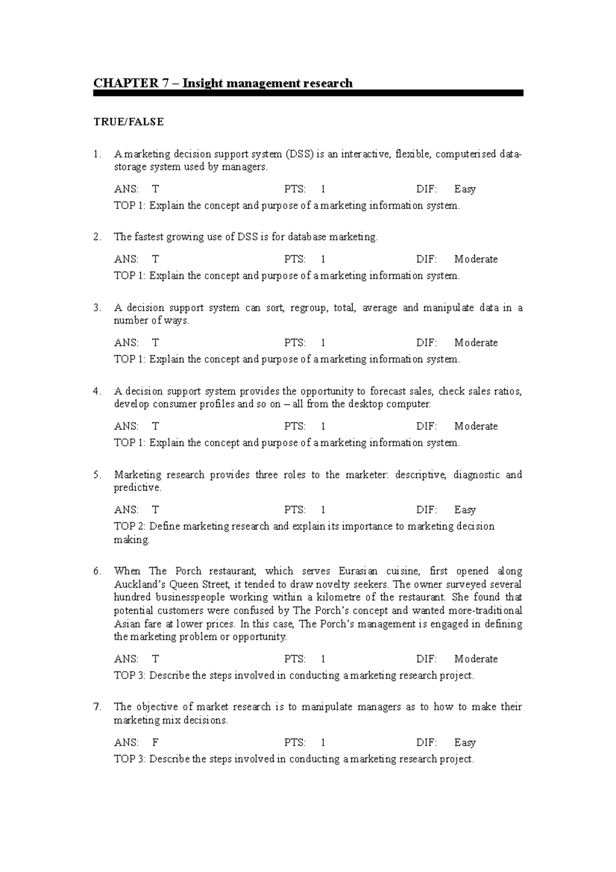 MKTG3 ch 07 - Insight management research - CHAPTER 7 – Insight ...