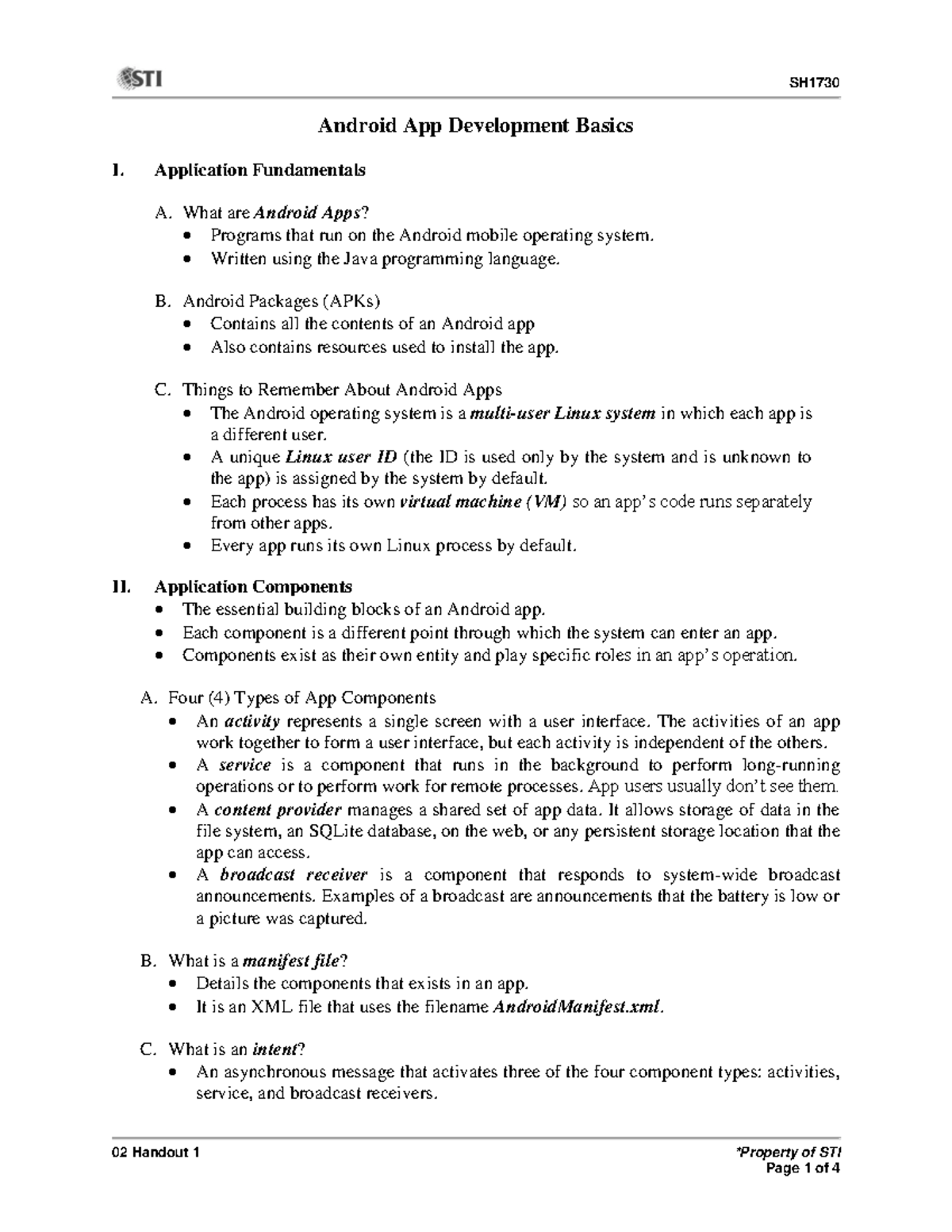 02 Handout 1(13) - ... - 02 Handout 1 *Property of STI Android App Development Basics I ...