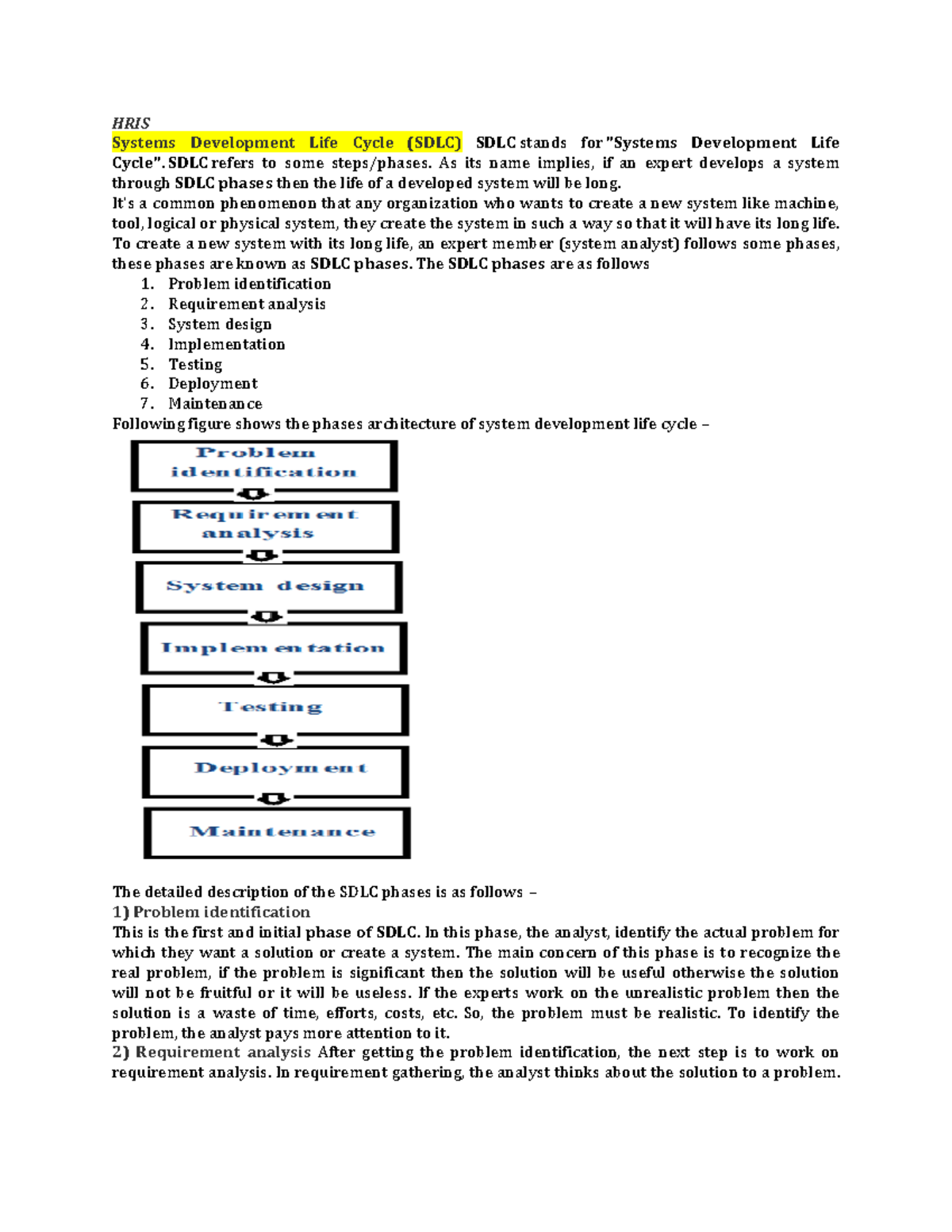 HRIS1 - Human resources management - HRIS Systems Development Life ...