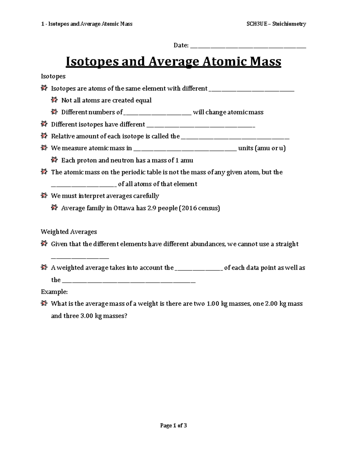 01 - Isotopes and Average Atomic Mass - The frequency of 1 H is 99% ...