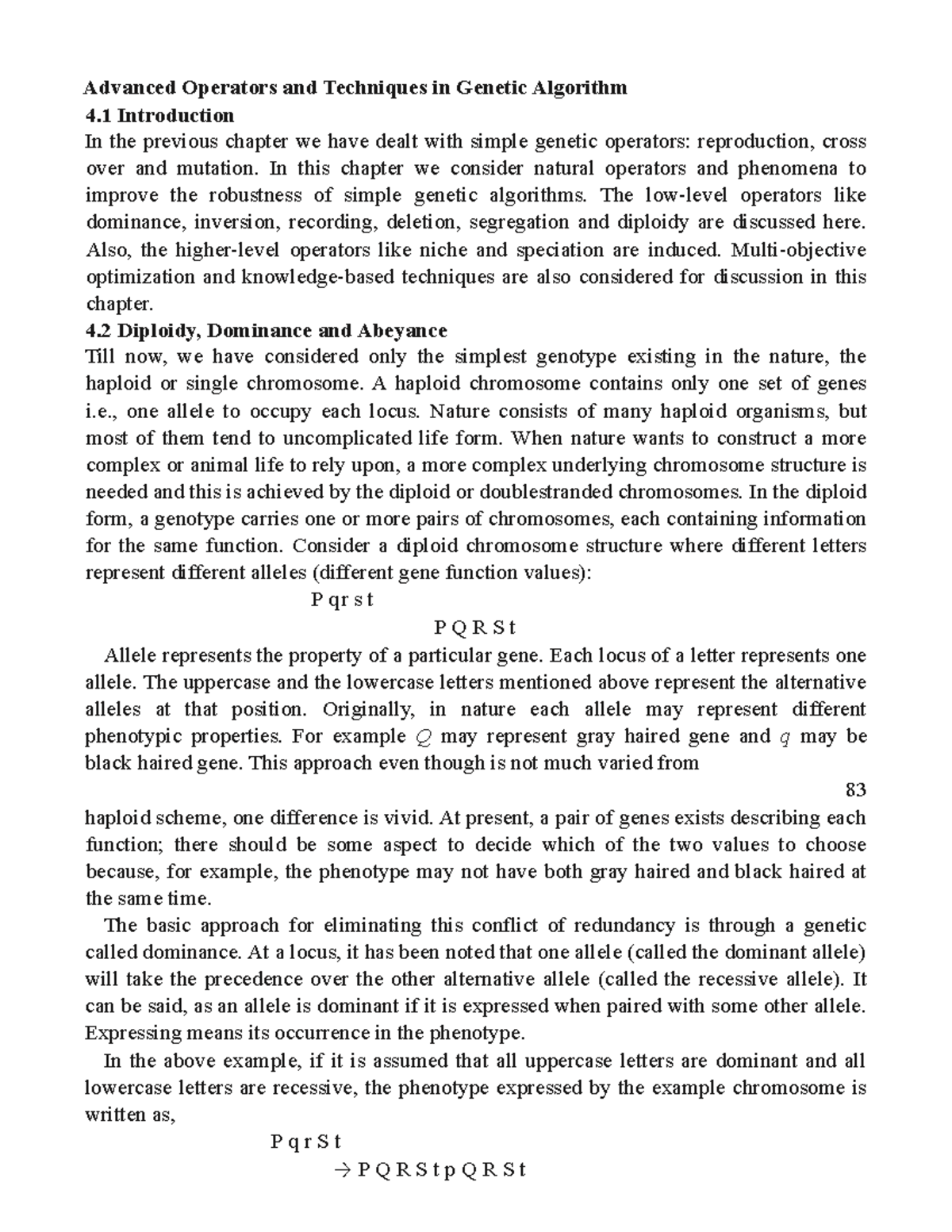 Advanced Operators in Genetic Algorithm - Studocu