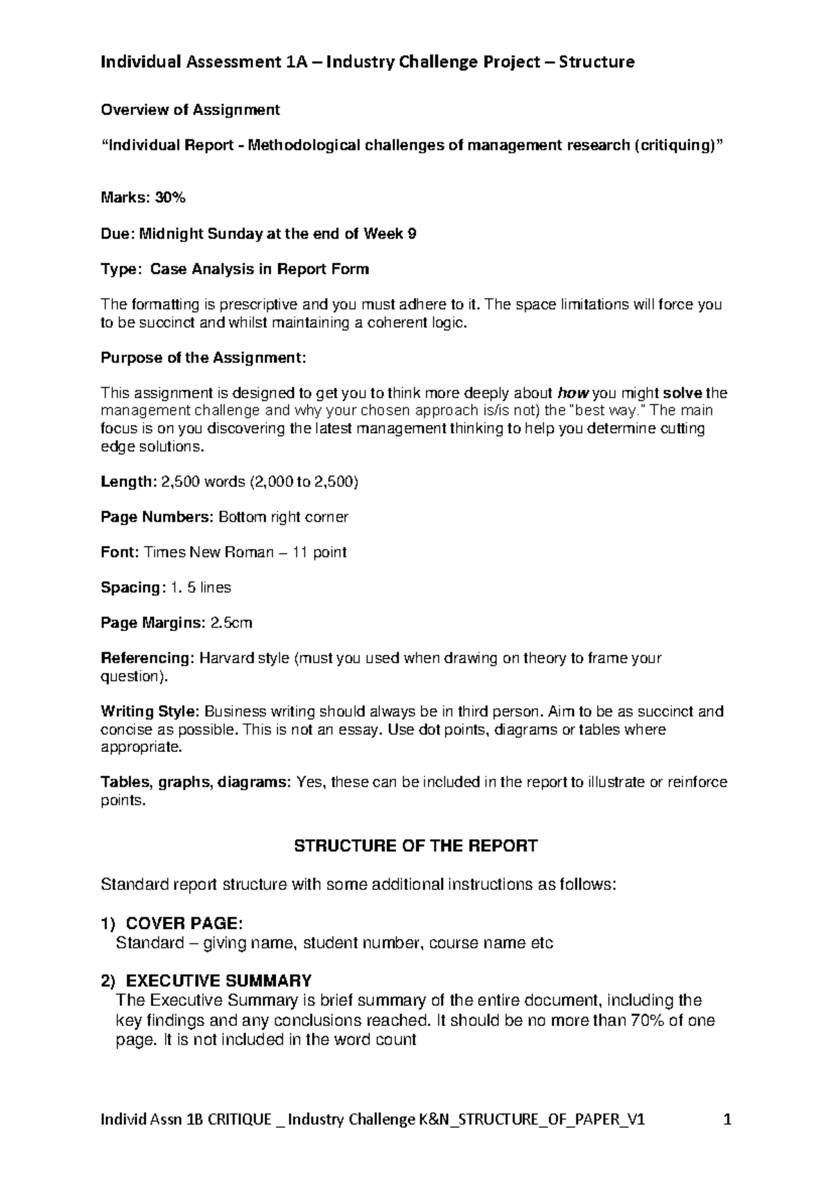 Industry Challenge Project Structure Ove - Overview of Assignment ...