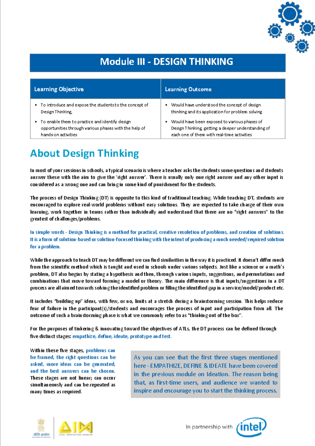 About Design Thinking - Lecture notes - Module III - DESIGN THINKING ...
