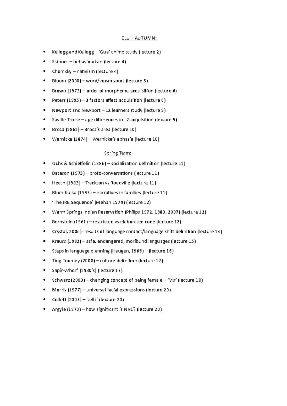 ELU key studies - ELU – AUTUMN: Kellogg and Kellogg – ‘Gua’ chimp study ...