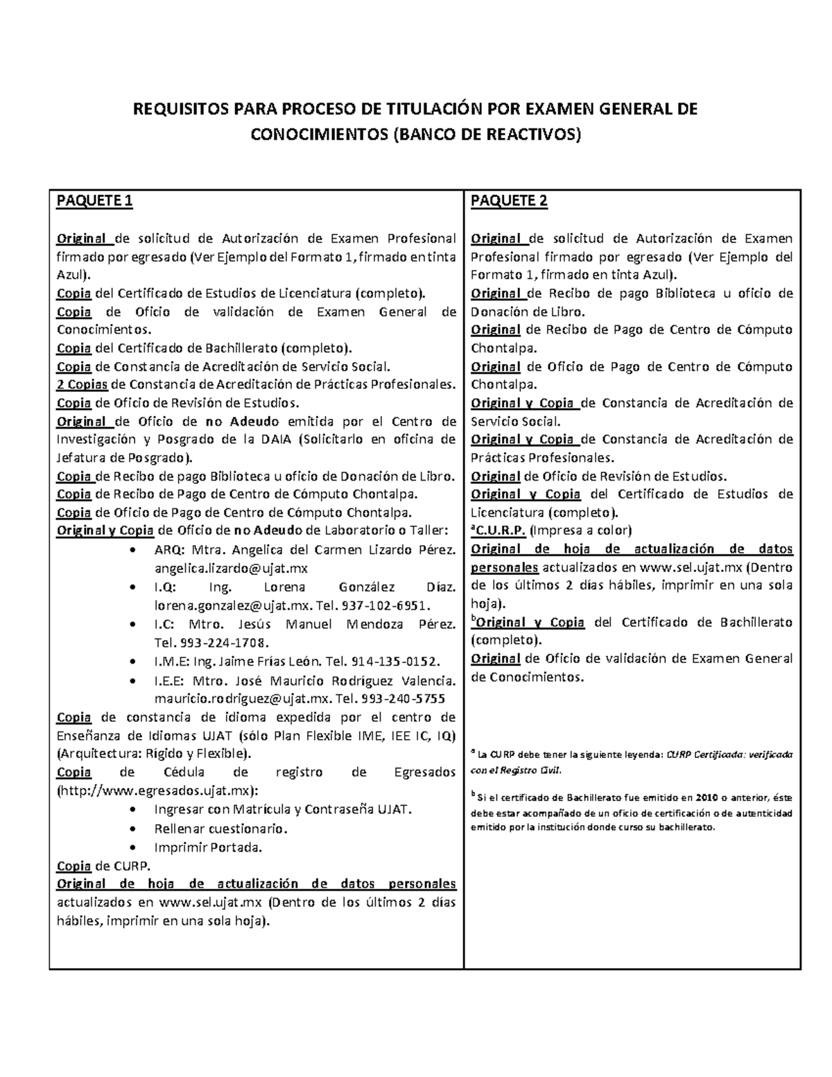 Requisitos Titulación Examen General Conocimientos - REQUISITOS PARA PROCESO DE TITULACI”N POR ...