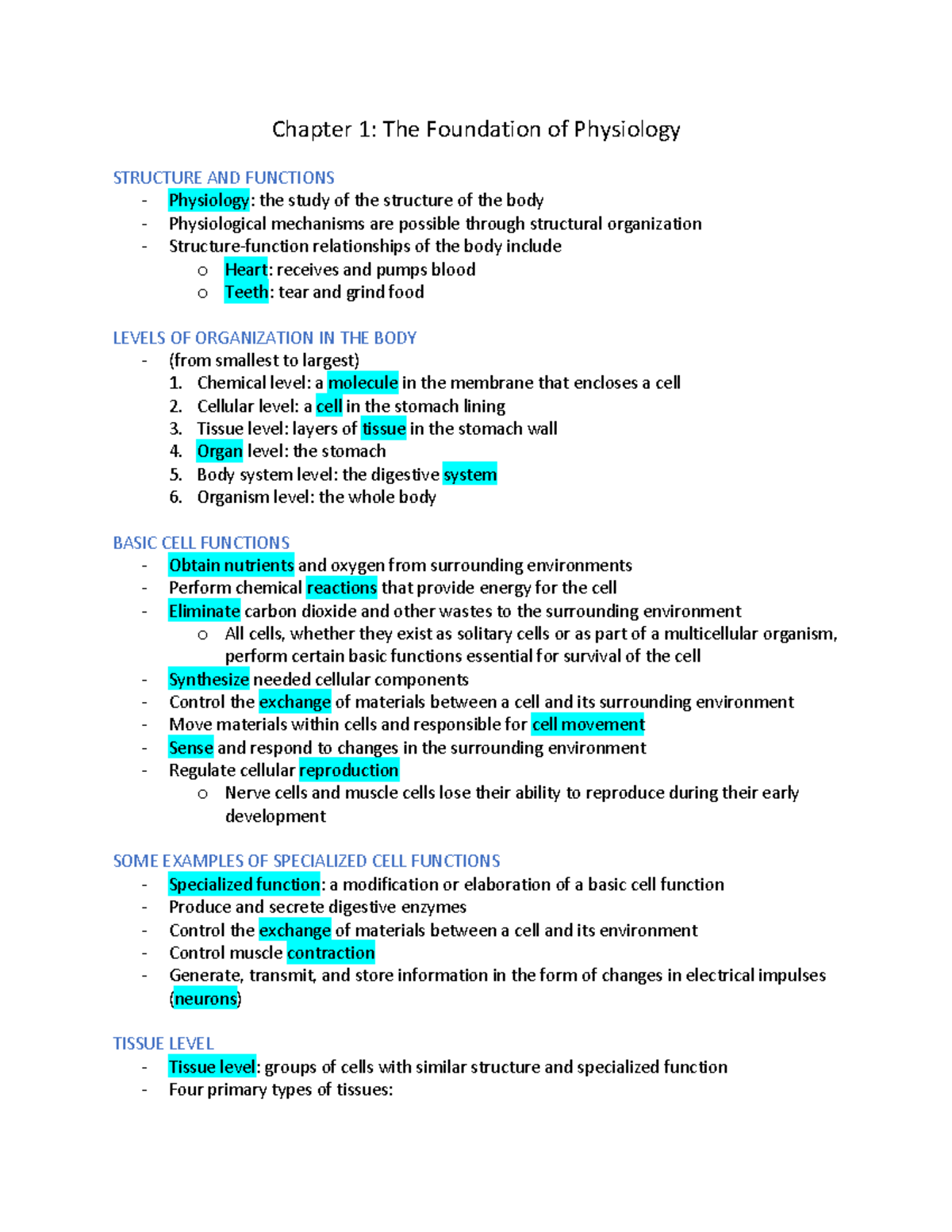 Chapter 1 The Foundation of Physiology - Warning: TT: undefined function: 32 Warning: TT ...