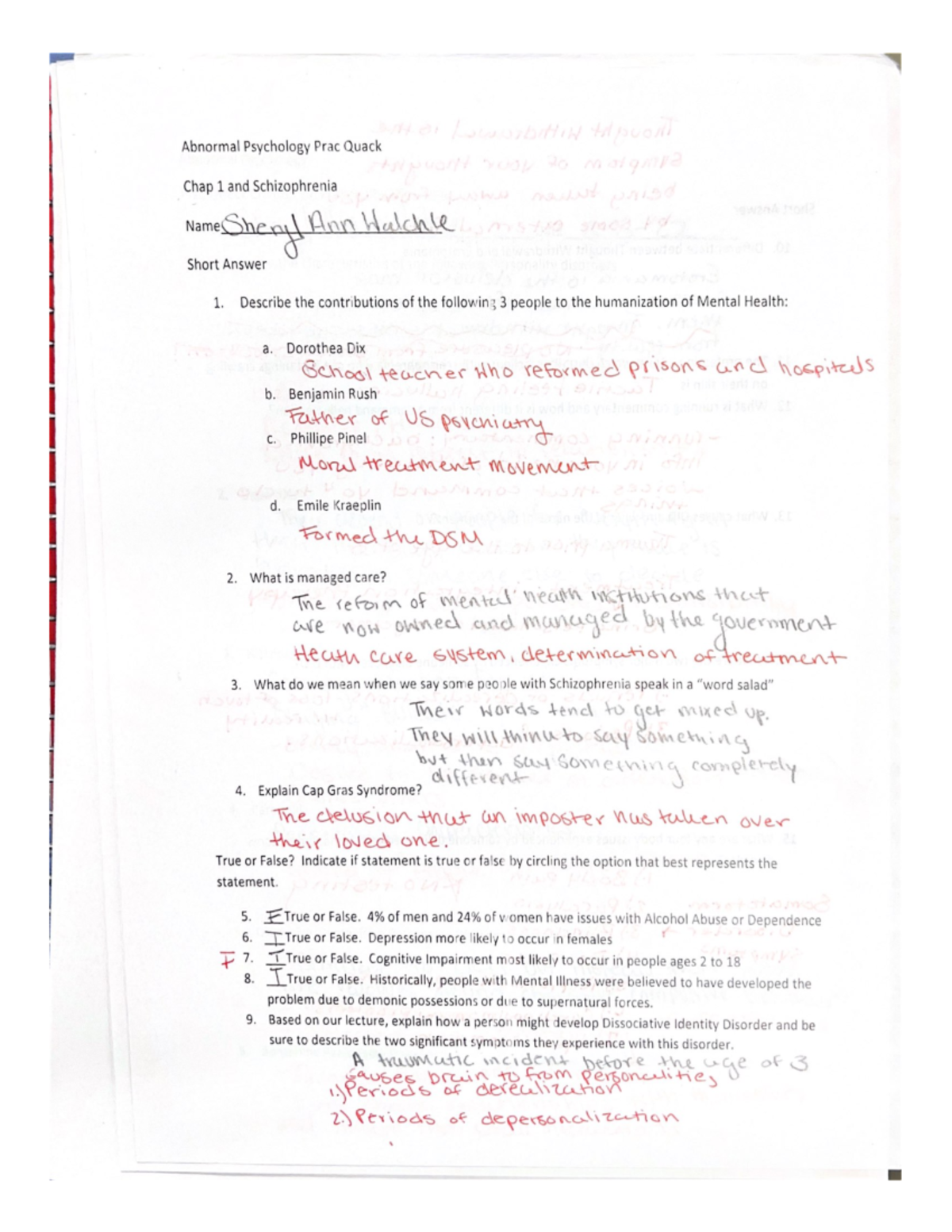 Abnormal Psychology Prac Quack Schizophrenia - PSY 2520 - Studocu