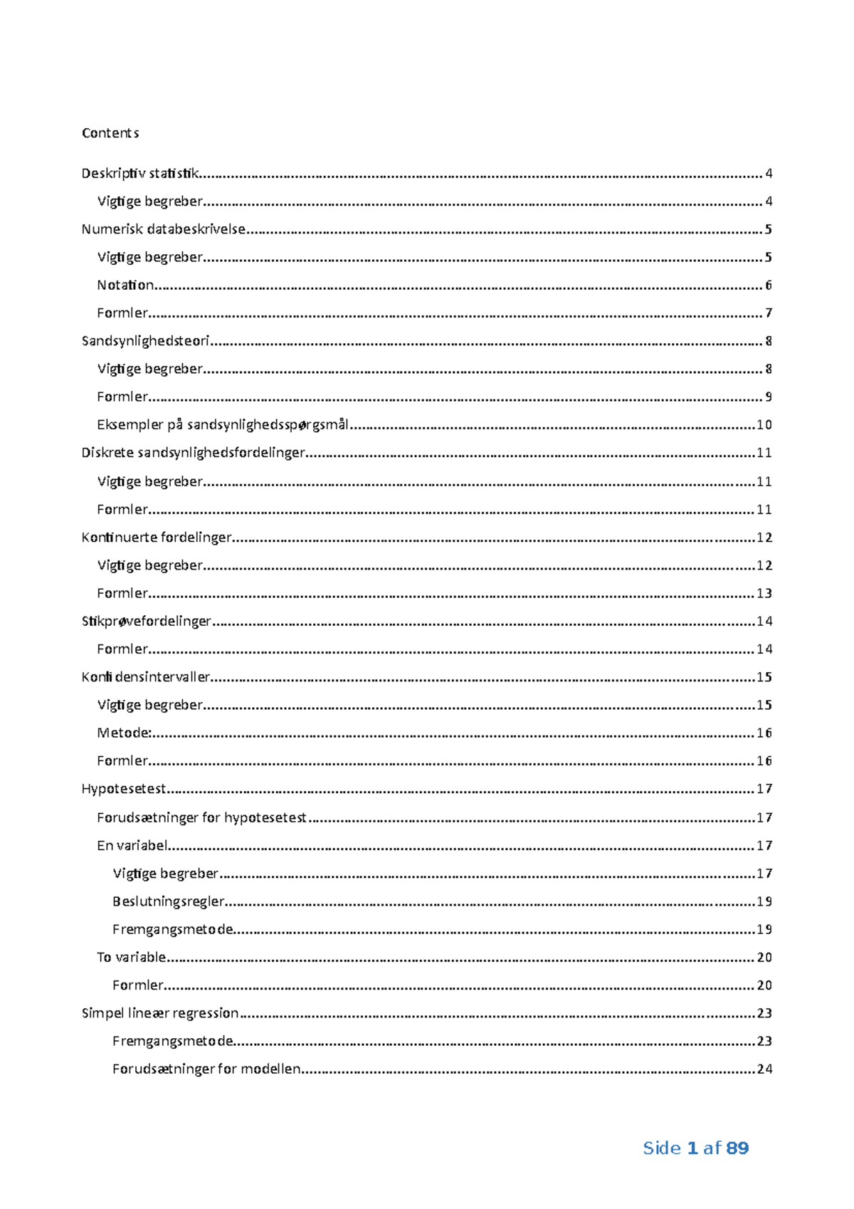 Noter-til-statistik - Noter til statestik - Contents Deskriptiv - Studocu