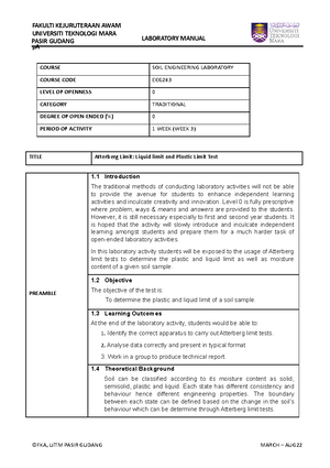 LAB Report 7 CBR TEST - HIGHWAY ENGINEERING LABORATORY ECG OPEN-ENDED ...