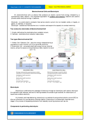 CFE-HO1 - ELECTROCHEMICAL ENERGY - Study Guide in CHE 111: CHEMISTRY ...