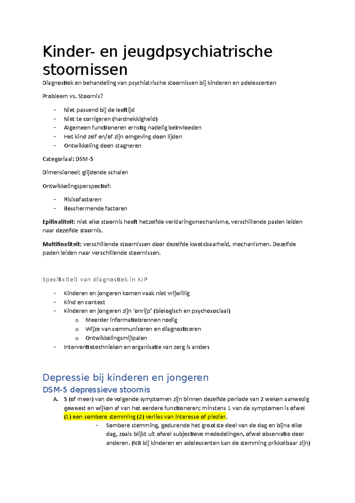 Kinderpsychiatrie - Geestelijke gezondheid en revalidatie - UGent - Studocu