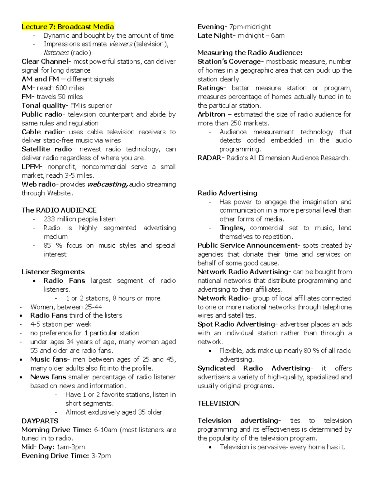 Finals-ADS - Lecture 7: Broadcast Media Dynamic and bought by the ...