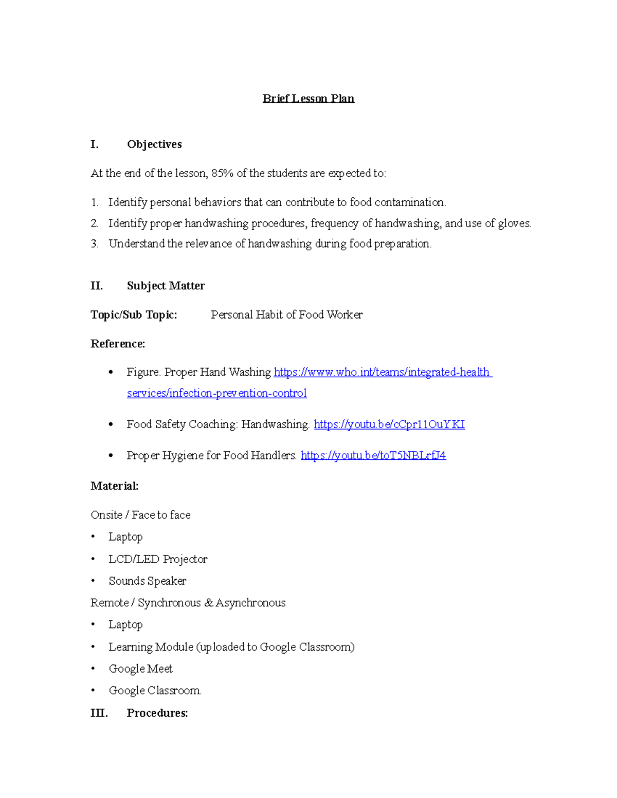 Brief-Lesson-Plan about Risk Management - BSBA Human Resource ...