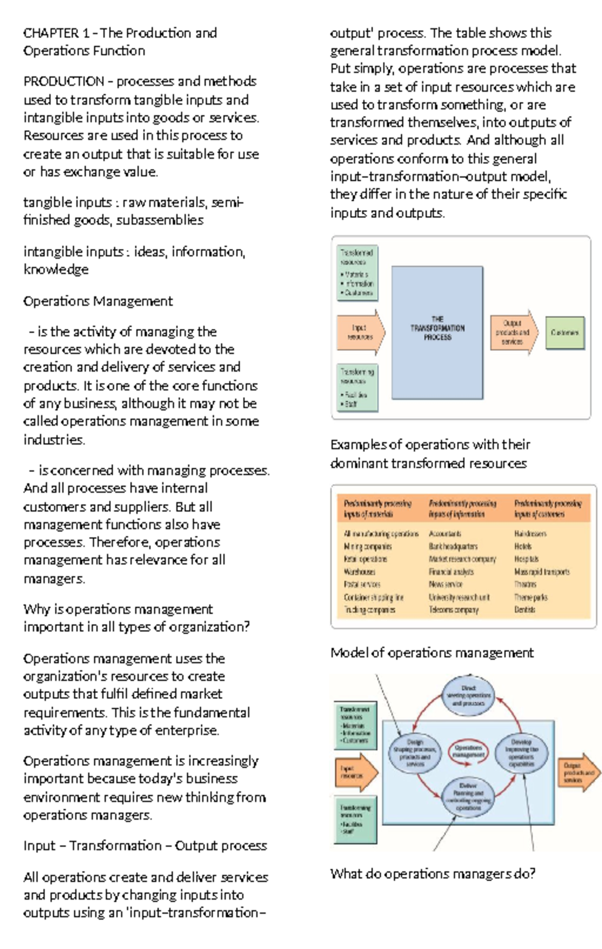 OM REV 2 - CHAPTER 1 - The Production and Operations Function ...