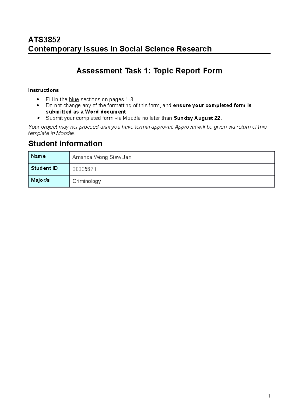 2021 ATS3852 Topic report form template and rubric - ATS Contemporary ...