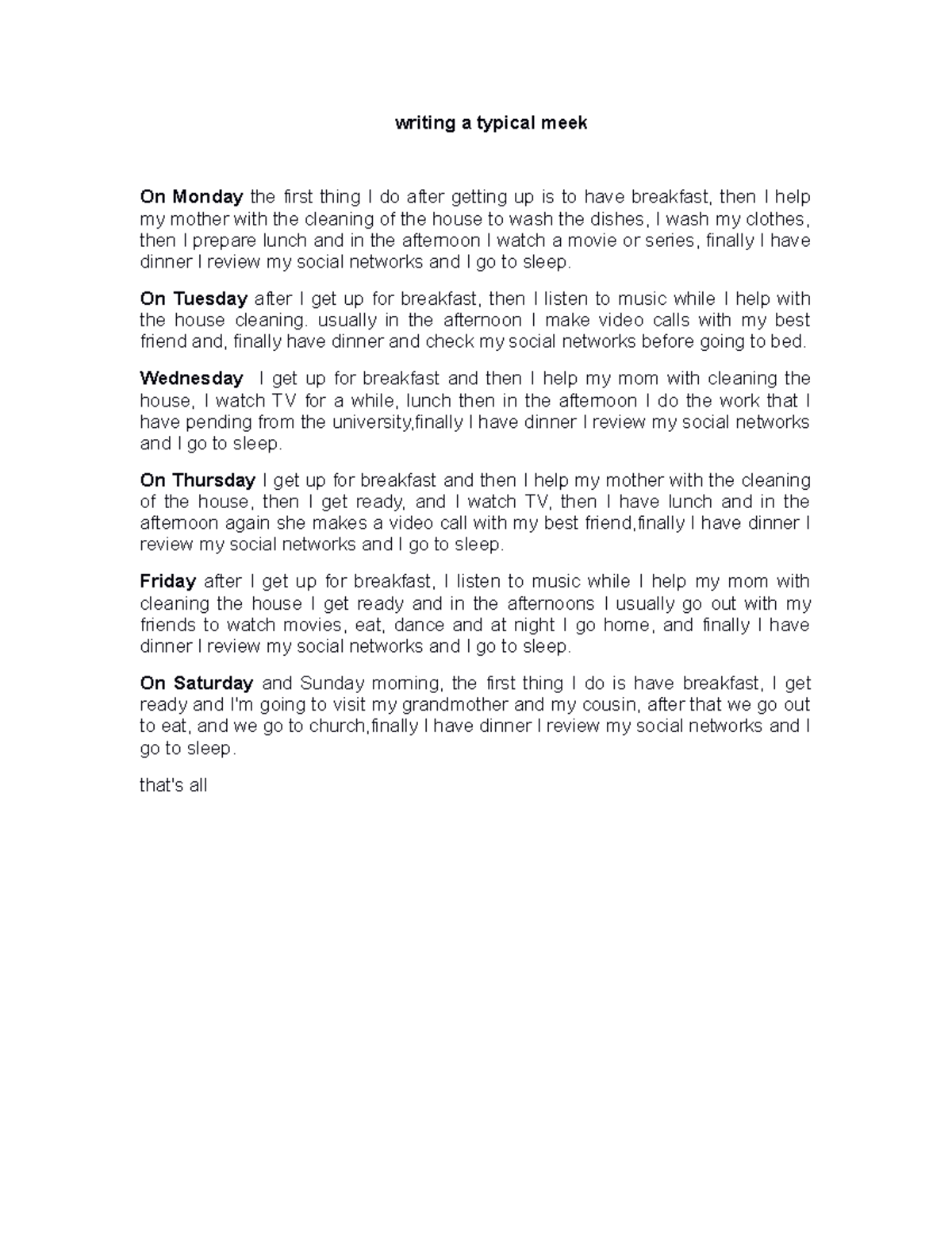 Writing a typical meek - Les sera de gran Ayuda - writing a typical ...