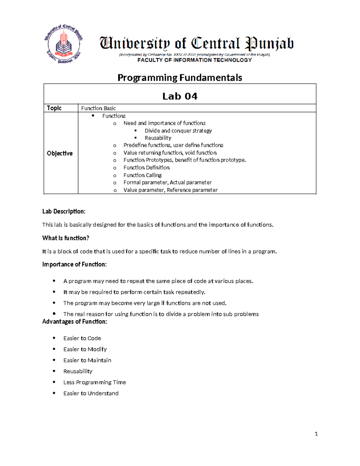 PF Lab 4 Manual - My mids are very near and i want to practice book ...