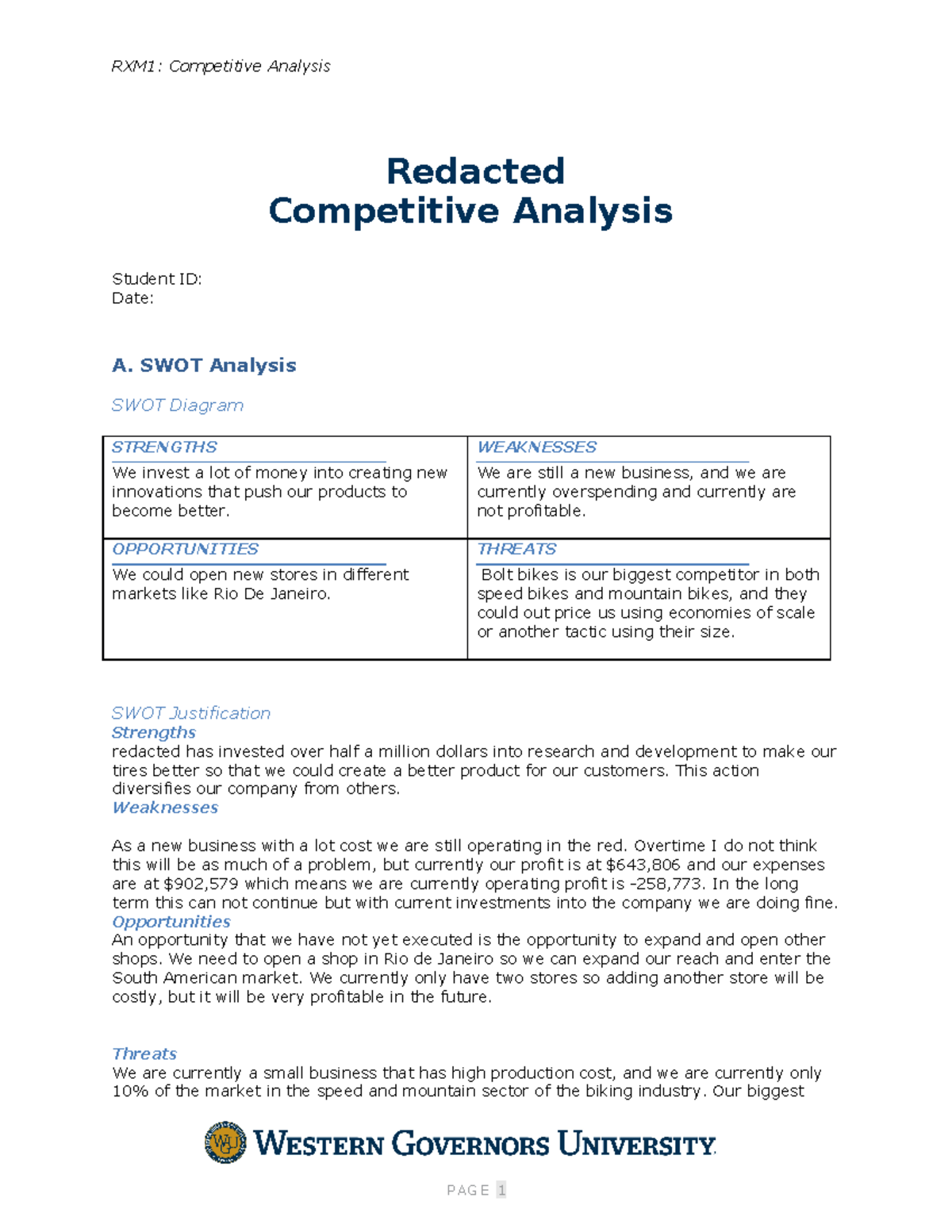 Competitive Analysis - RXM1: Competitive Analysis Redacted Competitive ...