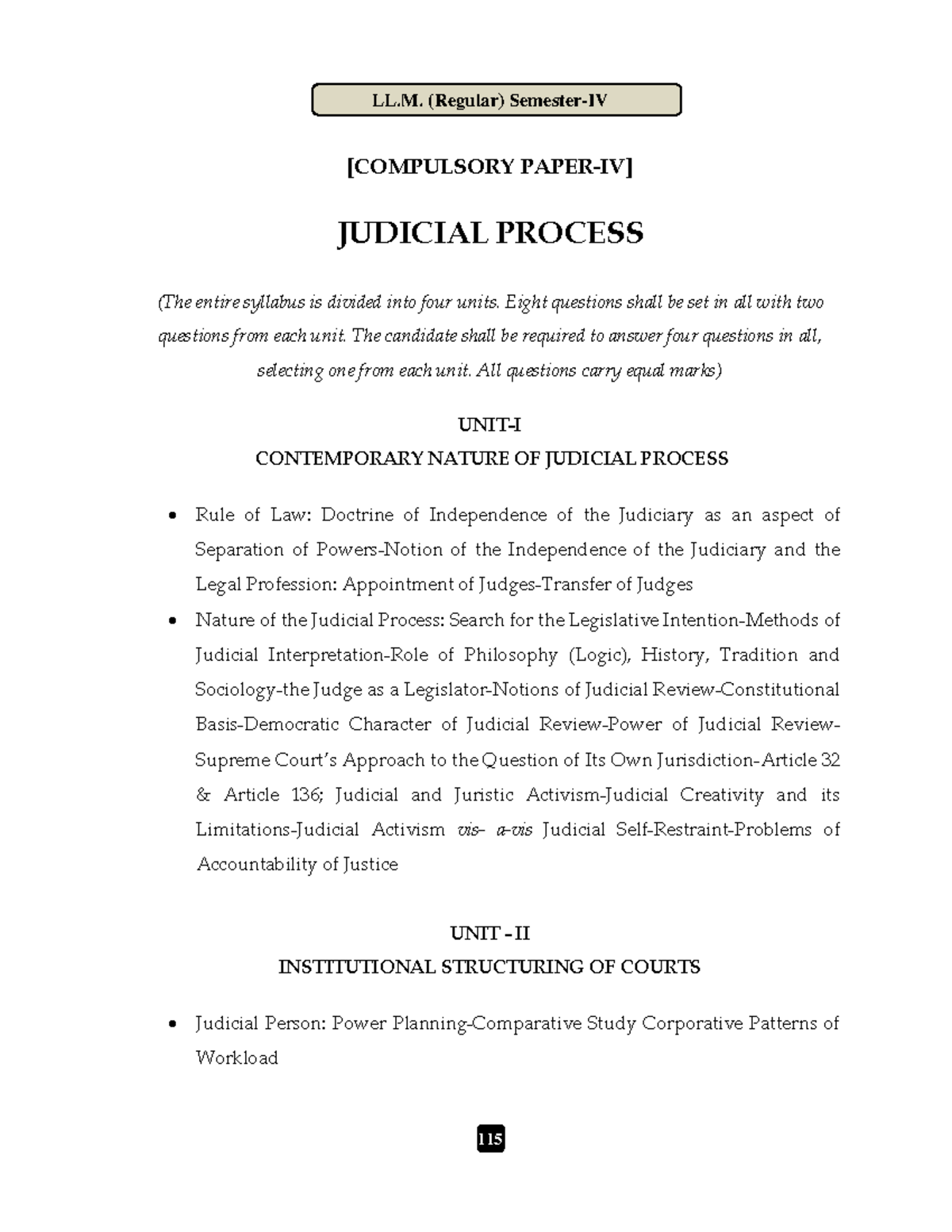 Judicial process llm notes - LL. (Regular) Semester-IV [COMPULSORY ...