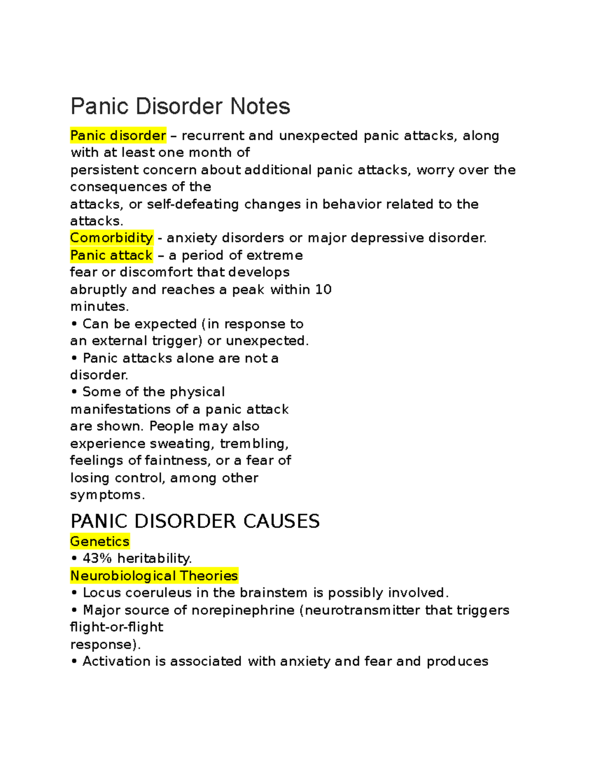 Panic Disorder - Comorbidity - anxiety disorders or major depressive ...