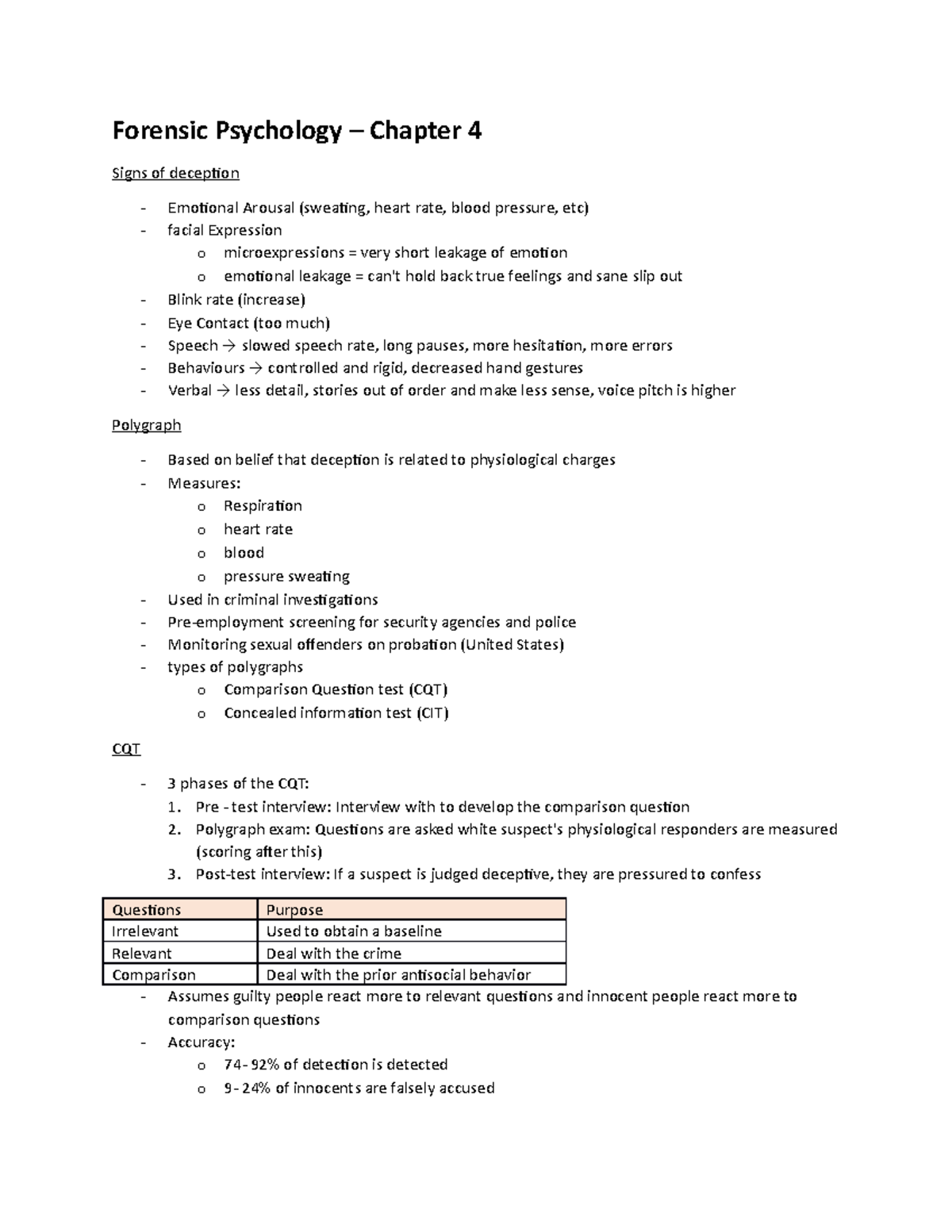 Forensic Psychology - Chapter 4 notes - Forensic Psychology – Chapter 4 ...